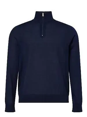 Paul Smith Signature-striped Half-zip Wool Top - Navy