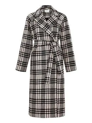 PHASE EIGHT Checked Woven Coat - Black/ivory