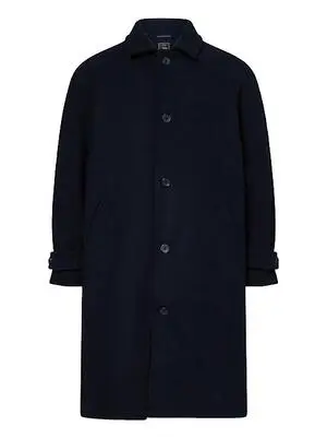 PERCIVAL Classic-collar Straight-fit Wool Blend Car Coat - Navy