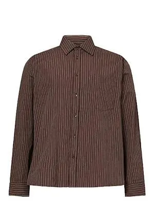 PERCIVAL Clancy Striped Cotton Shirt Xxl - Brown
