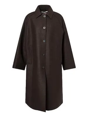 Harris Wharf London Balmacaan Relaxed-fit Wool Coat - Dark Brown