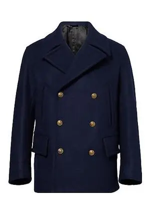 Dunhill Double-breasted Notched-collar Wool Pea Coat - House Navy