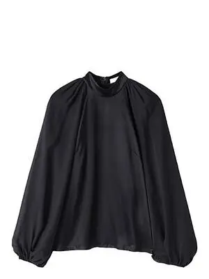 JOSEPH High-neck Satin Blouse - Black
