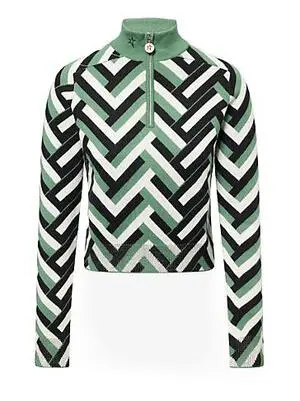 Perfect Moment La Tour Quarter-zip Merino-wool Jumper - Waffle Print - Green