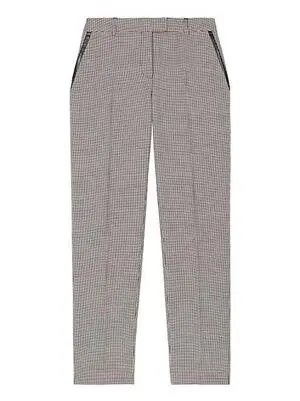 The Kooples Houndstooth Wool-blend Trousers - Black Grey