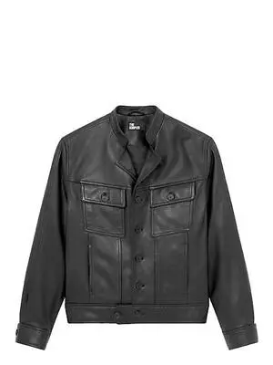 The Kooples Notched-collar Leather Jacket - Black