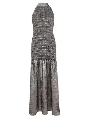PHASE EIGHT Tasmin Shirred-bodice Maxi Dress - Silver