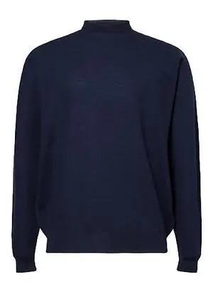 John Smedley Textured Crewneck Wool Jumper Midnight