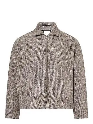 PERCIVAL Herringbone Patch-pocket Wool Blend Jacket - Ecru