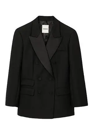 Sandro Double-breasted Wool-blend Jacket - Black