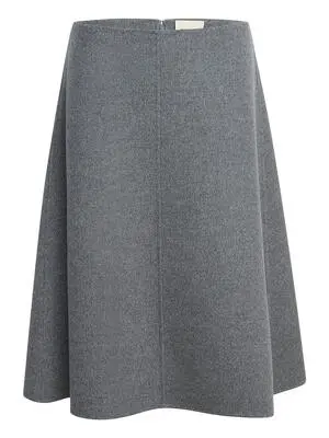 Khaite Nania Brushed Wool A-line Skirt - Grey Melan
