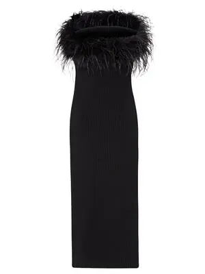 MILLY Robena Feather Embellished Midi Dress