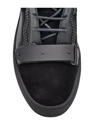 GIUSEPPE ZANOTTI Leather And Suede Zip High-top Sneakers - Nero
