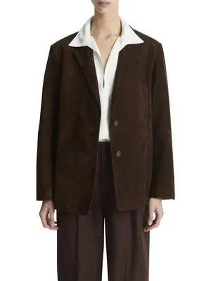 Vince Single-breasted Suede Blazer - Choc