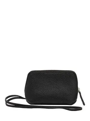THE ROW Owen Leather Wristlet Pouch Black Ans