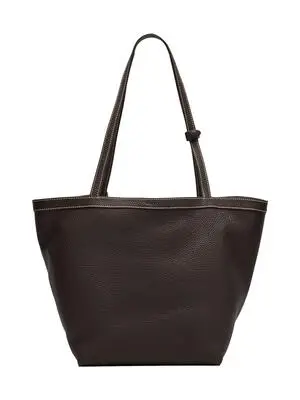THE ROW Park Grained Leather Tote Bag Dark Brown