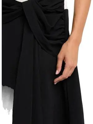 Staud Davina Asymmetric Midi Dress - Black Mult