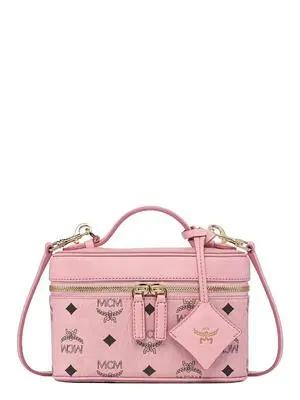 Mcm Vanity Case In Visetos Leather Mix Soft Pink