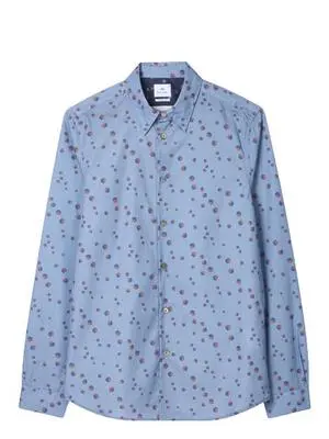 Paul Smith Tailored-fit Light 'dice' Print Shirt - Blue