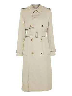 Burberry Cotton Blend Long Trench Coat - Grey