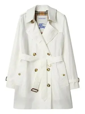 Burberry The Kensington Tropical Gabardine Trench Coat - Cotton White
