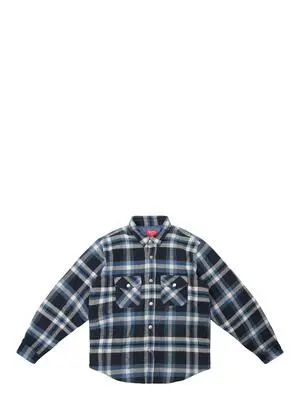 Supreme Quilted Arc Logo Flannel Shirt - Navy Blue