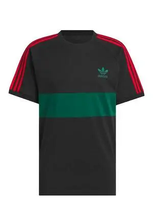 Adidas 3stripes Panel Tee Shirt - Black Collegiate Green