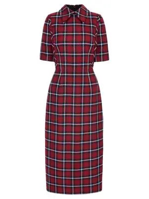 EMILIA WICKSTEAD Valletta Merino Wool Tartan Dress - Blue