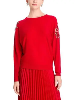 T Tahari Embellished Crewneck Sweater - Love Star