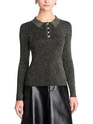 T Tahari Polo Collar Sweater Black/ Gold