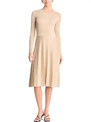 T Tahari Pleated Metallic Threaded Dress - Gilded Sand