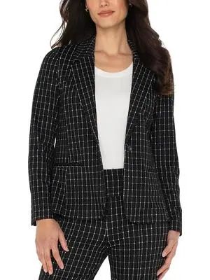 LIVERPOOL Fitted Blazer - Black/ White Windowpane