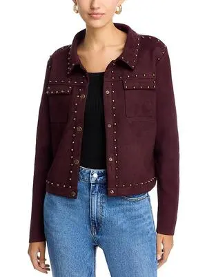 SIONI Faux Suede Jacket - Deep Brown