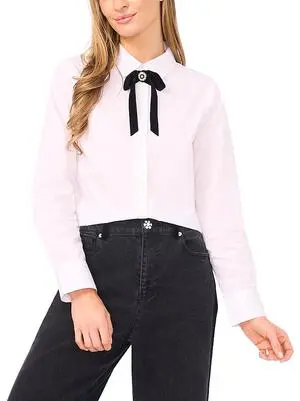 CECE DUPRAZ Crop Velvet Bow Top - Ultra White