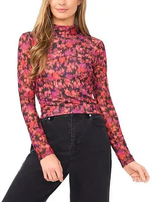 CECE DUPRAZ Printed Turtleneck Top - Rich Black
