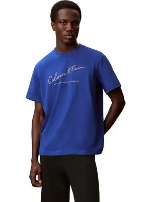 Calvin Klein Script Logo Graphic Easy T-shirt - Admiral Blue