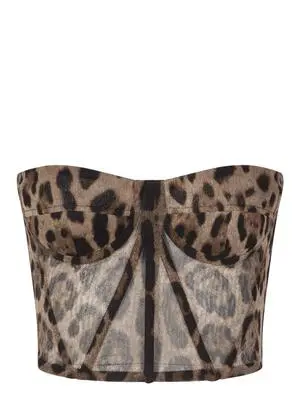 DOLCE & GABBANA Leopard-Print Tulle Bustier
