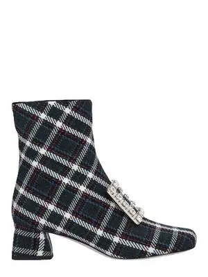 ROGER VIVIER Ankle Boots With Tartan Pattern - Blue