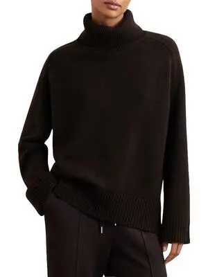 REISS Wool And Cashmere Turtleneck Sweater - Chocolate Brown
