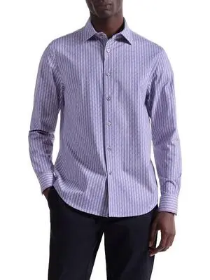 Bugatchi James Ooohcotton® Leaf Print Button-up Shirt - Berry