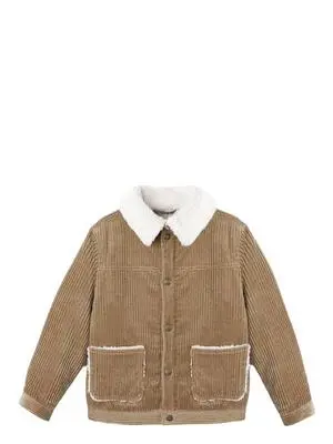 QUINCY MAE Faux Fur And Cotton Corduroy Jacket - Toffee
