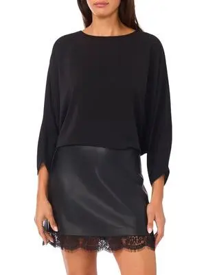 Vince Camuto Dolman Sleeve Crepe Top - Rich Black