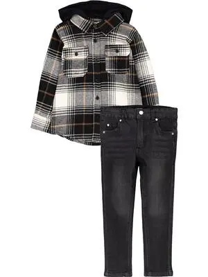 Joe's Jeans Hooded Plaid Shirt & Jeans Set - Black