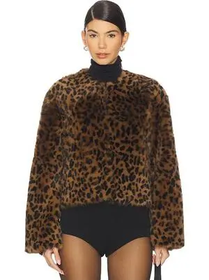 NILI LOTAN Elan Shearling Jacket - Camel Leopard
