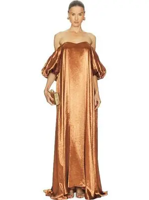 Caroline Constas Palmer Metallic Gown - Tortoise Shell