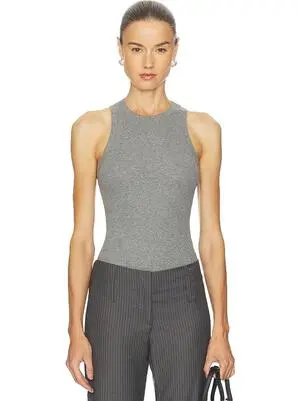 AYA MUSE Simple High Neck Tank Top - Gray