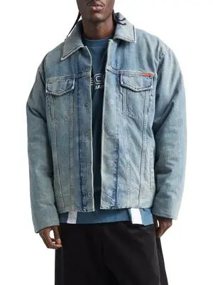 Martine Rose Padded Denim Trucker Jacket - Blue