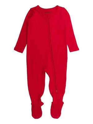 RUFFLEBUTTS Modal Blend One Piece Footie Pajamas - Red