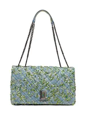 Karl Lagerfeld Paris Bouclé Sequined Shoulder Bag - Blue Aura Sequin