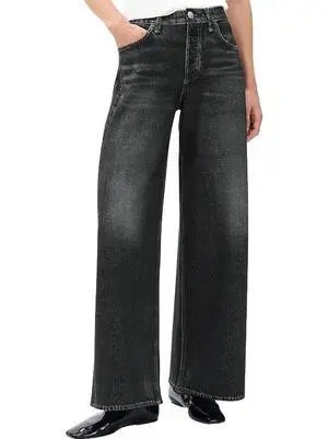 Rag & Bone Miramar Ponte Sofie High-waisted Wide Leg Jeans - Washed Black